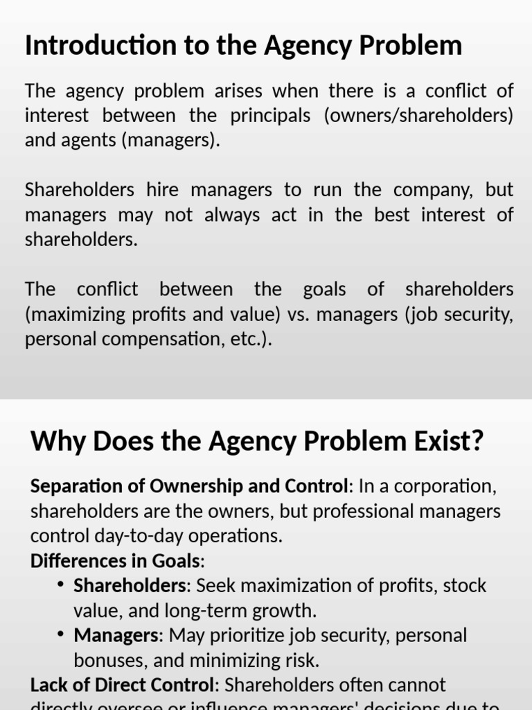 Understanding the Agency Problem | PDF | Interest | Private Sector
