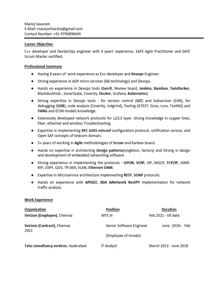 ManojSavaram Resume V3.0 | PDF | Computer Networking | Network Protocols