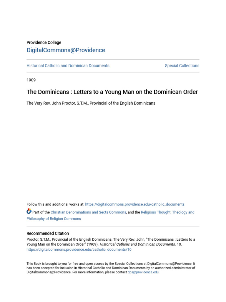 The Dominicans - Letters To A Young Man On The Dominican Order | PDF ...