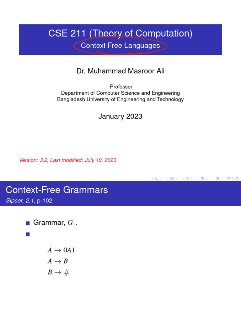 cse211slides03contextfreelanguages | PDF | Mathematical Logic | Metalogic