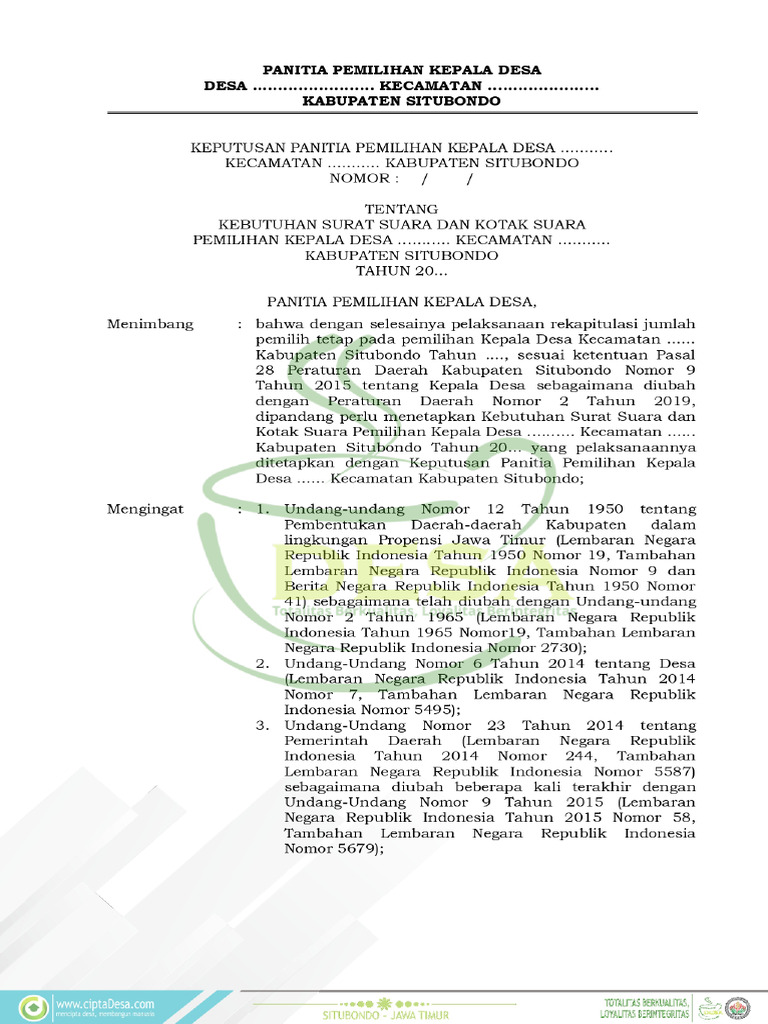 Lamp. 10 - SK Kebutuhan Logistik Pilkades | PDF
