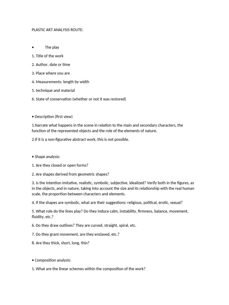 Comprehensive Plastic Art Analysis Guide | PDF | Shape | Composition ...