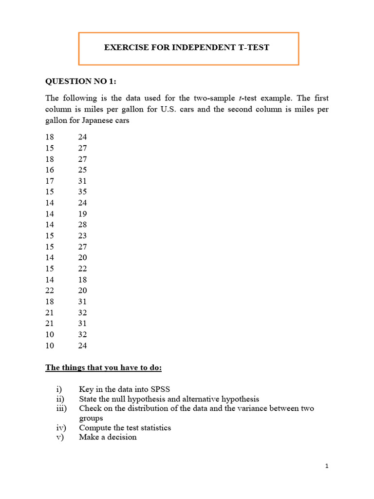 Independent T-Test - Exercise | PDF | Student's T Test | Data Analysis