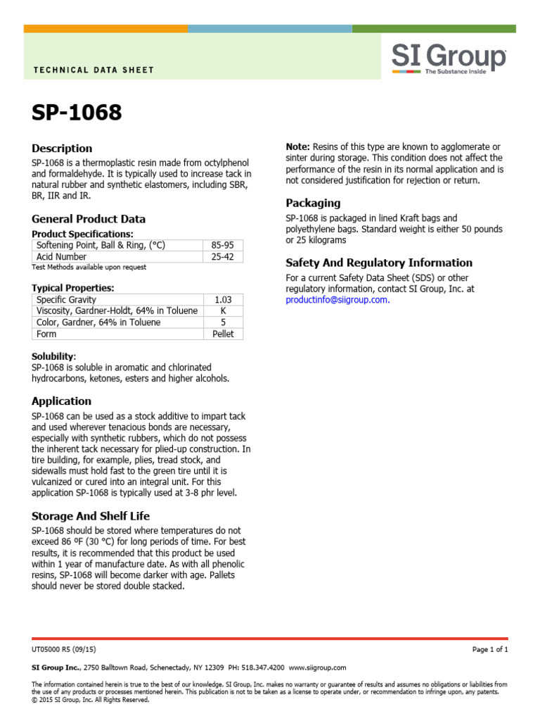 TechnicalDataSheet (TDS) SP-1068 EN 06252021 | PDF | Tire | Materials