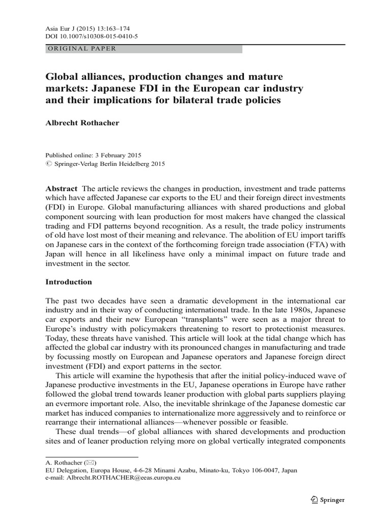 Japanese FDI Investment in America | PDF | Toyota | Nissan