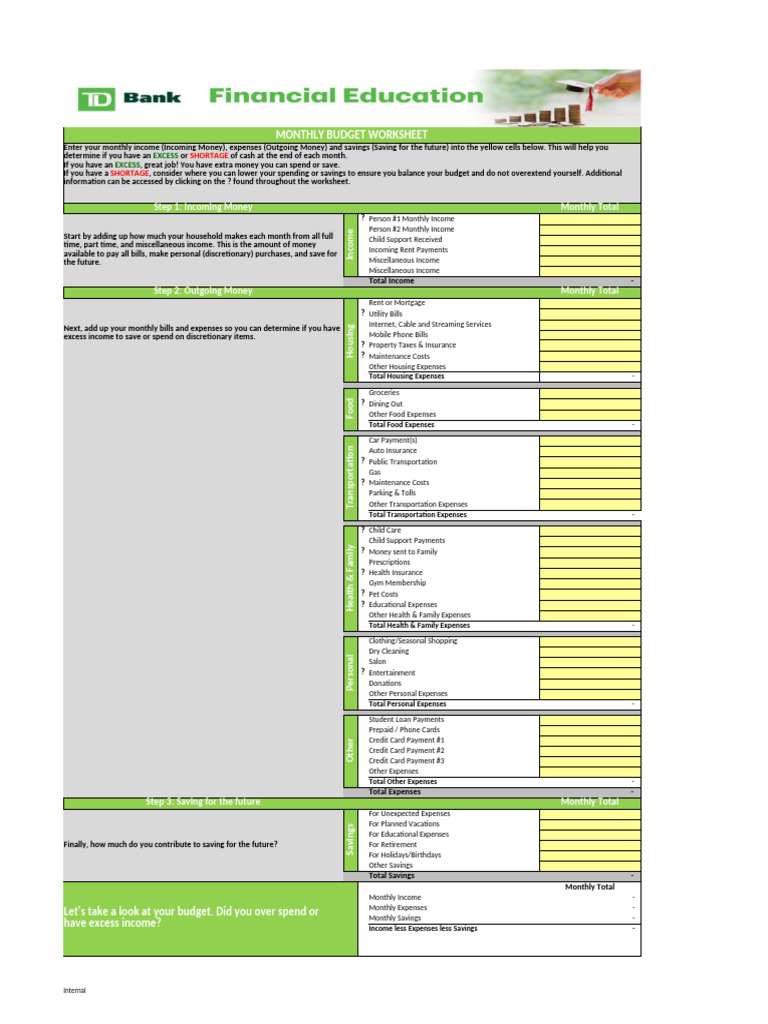 Monthly Budget Worksheet Guide | PDF | Loans | Debt