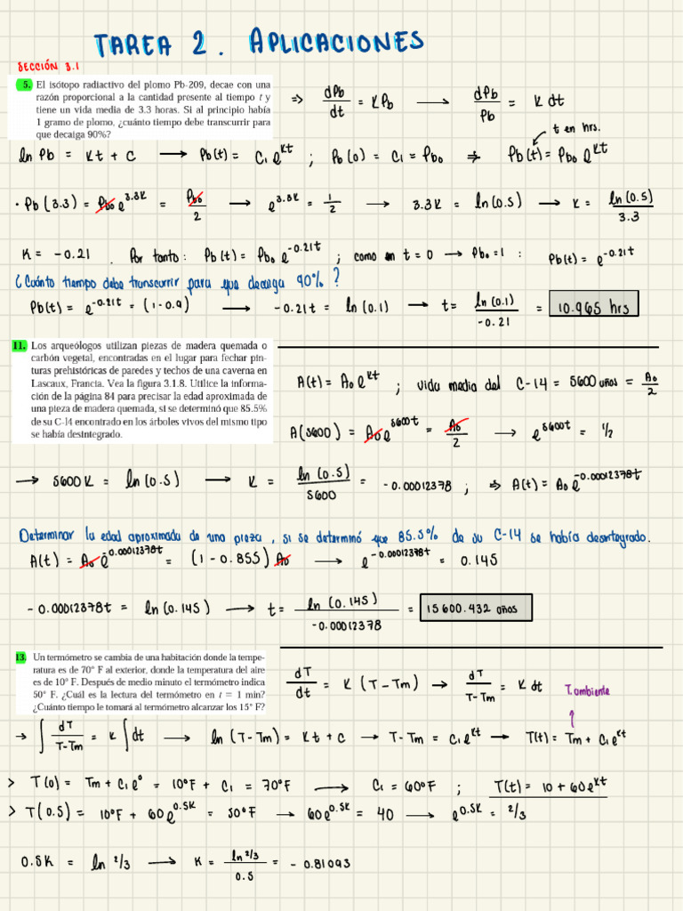 EDO. Tarea 2 - Aplicaciones | PDF