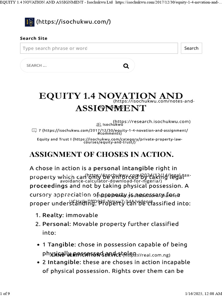 Equity 1.4 Novation and Assignment | PDF