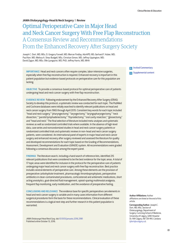 JAMA Otolaryngology-Head & Neck Surgery Review | PDF | Surgery | Anesthesia