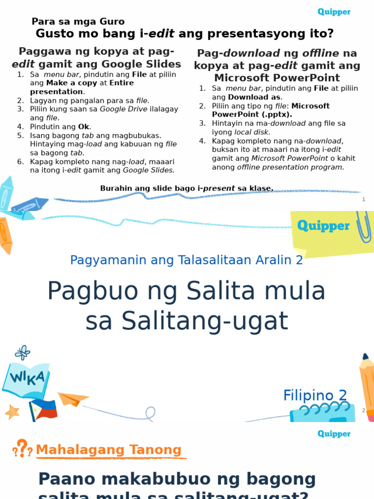 Q1 Filipino 2 Pagbuo NG Salita Mula | PDF