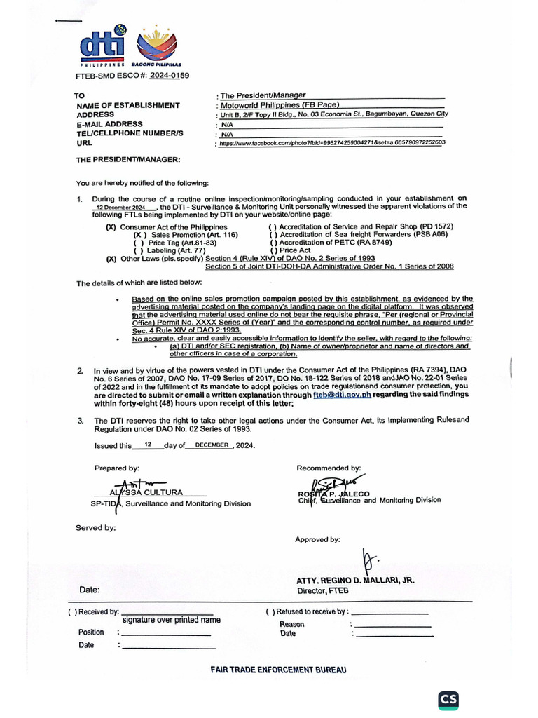 Fteb-Smd Esco#2024-0159 | PDF