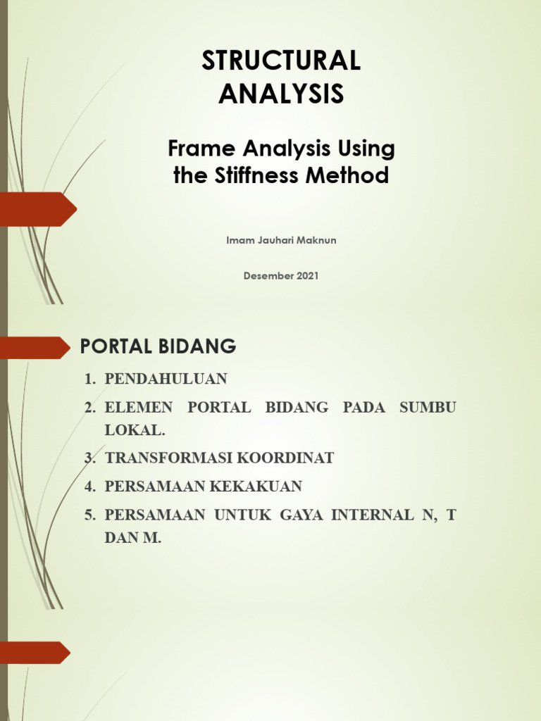 Frame Analysis Using the Stiffness Method 2021 Pertemuan 1 - 2 | PDF