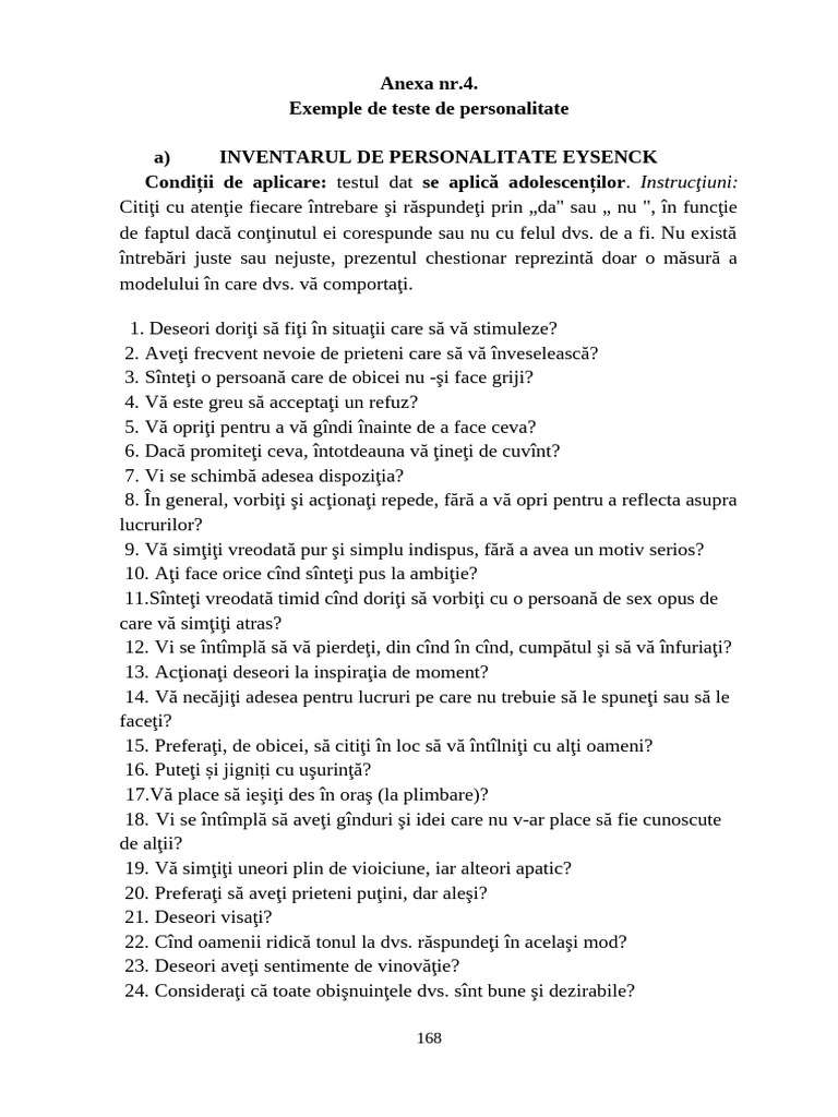 Test Personalitate | PDF