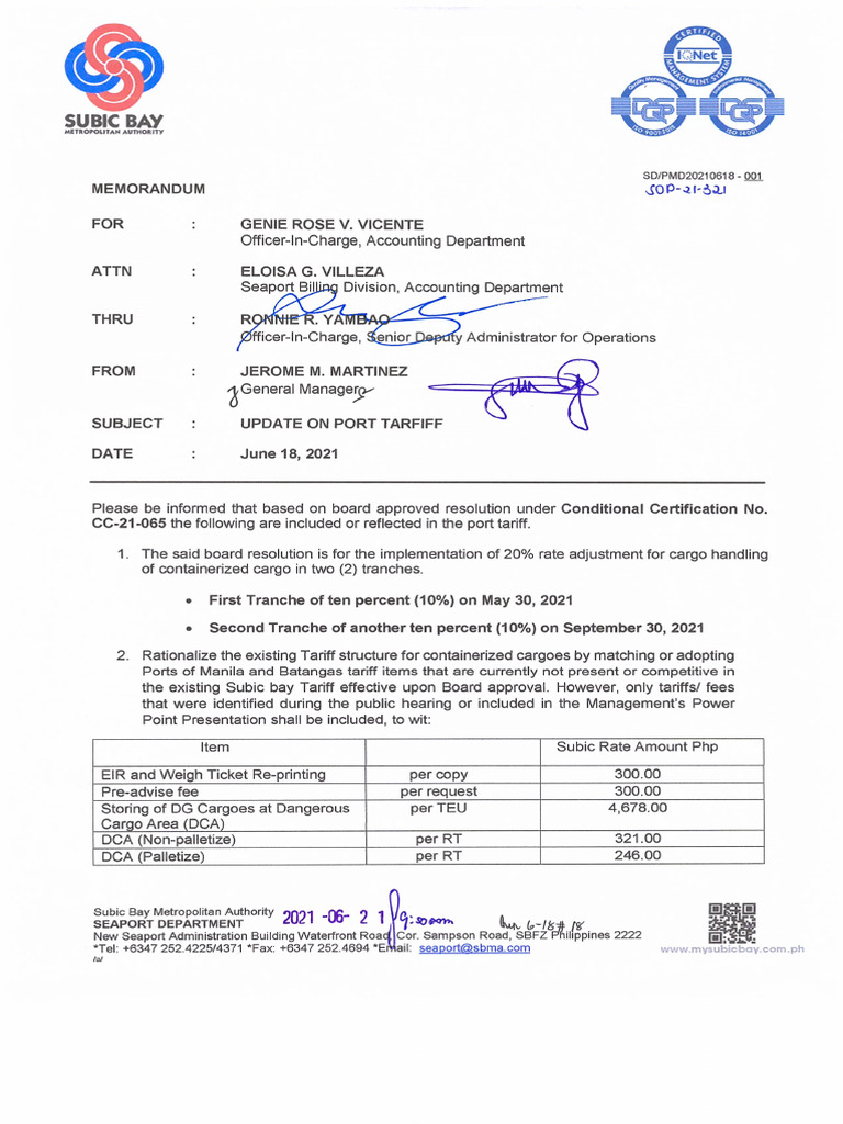 Sbitc Tariff June 2021 - 2 | PDF