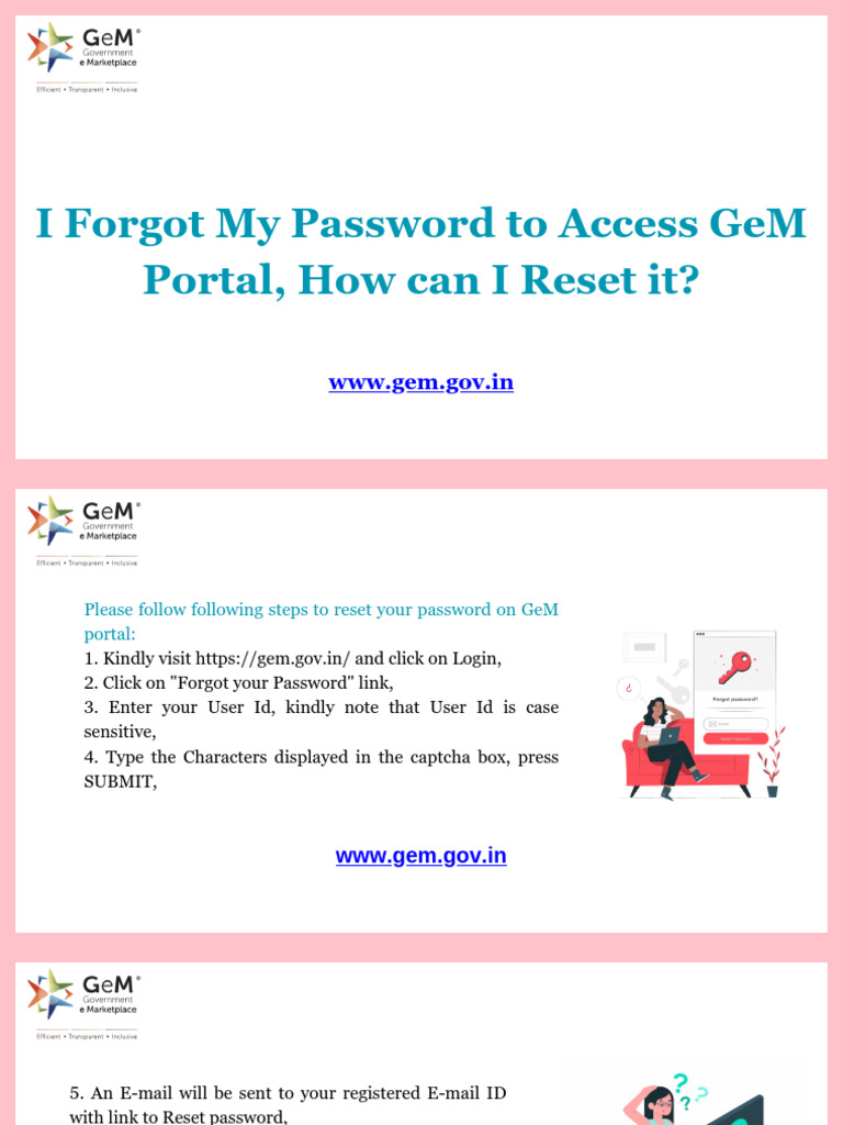 I Forgot My Password To Access GeM Portal, How Can I Reset It | PDF