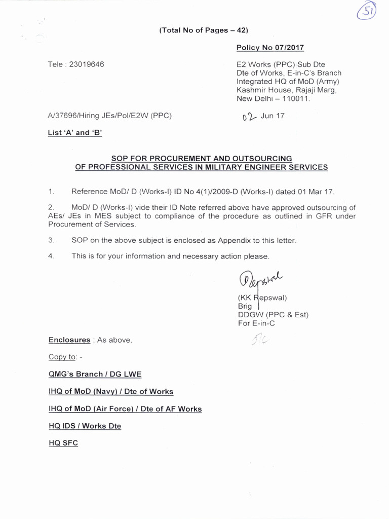 002 07 - 2017 SOP For Proc and Outsourcing of Profesional Services in MES - 02 Jun 17 | PDF ...