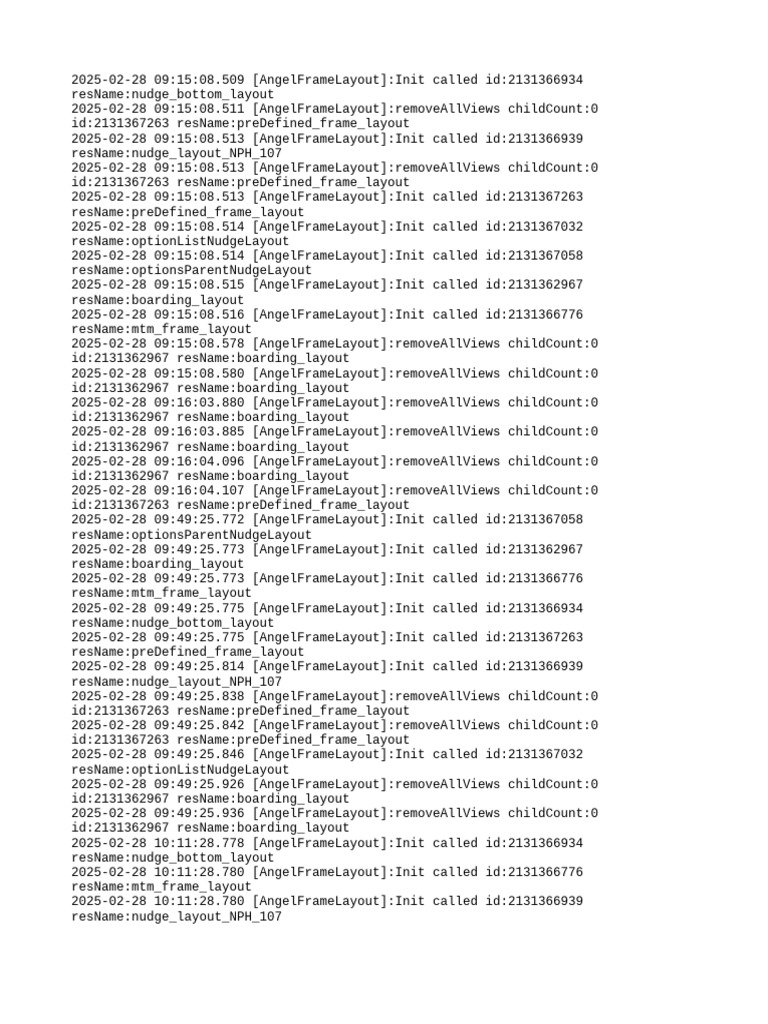 AngelFrameLayout Initialization Logs | PDF