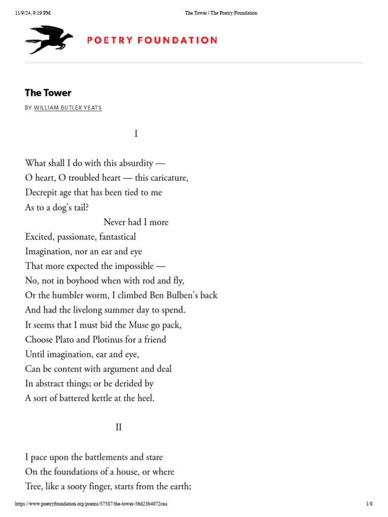 "The Tower" William Butler Yeats | PDF