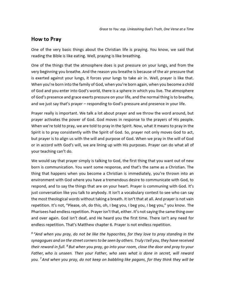 How to pray | PDF | Prayer | Jesus