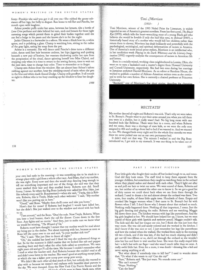 "Recitatif" Toni Morrison | PDF