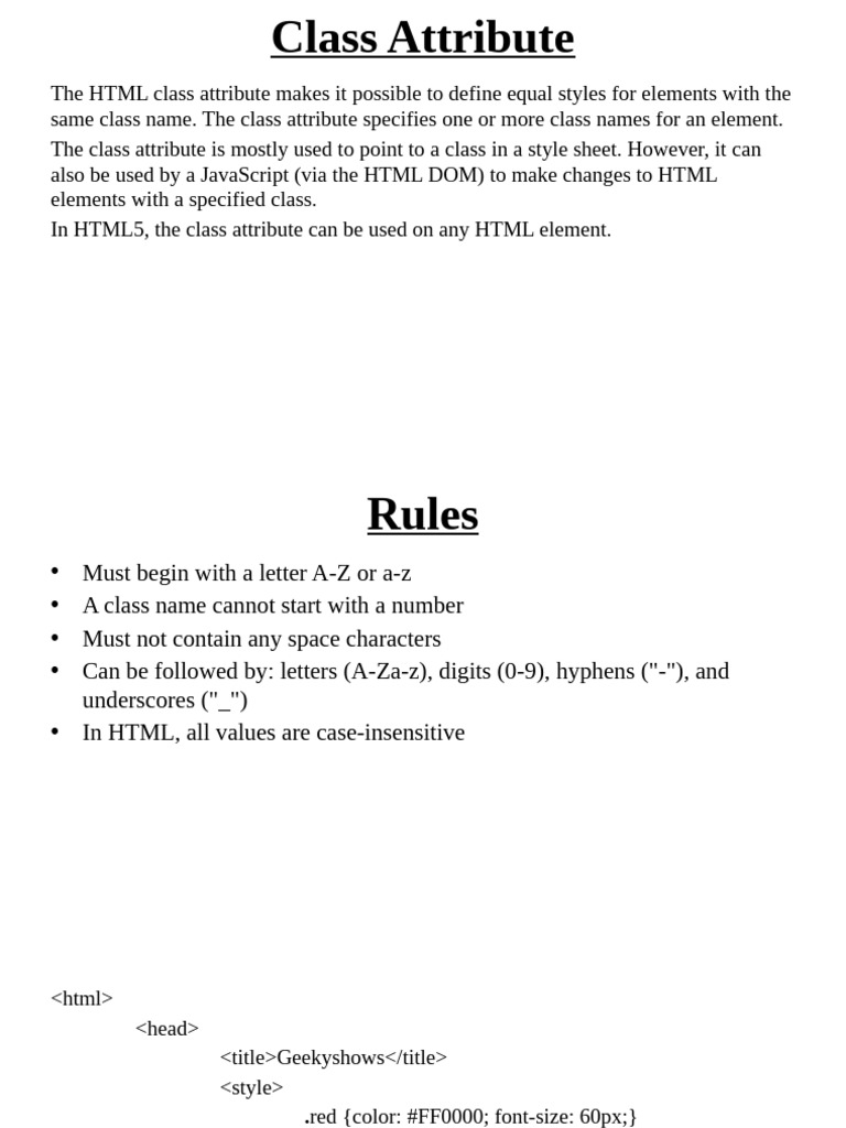 58. Class Attribute | PDF