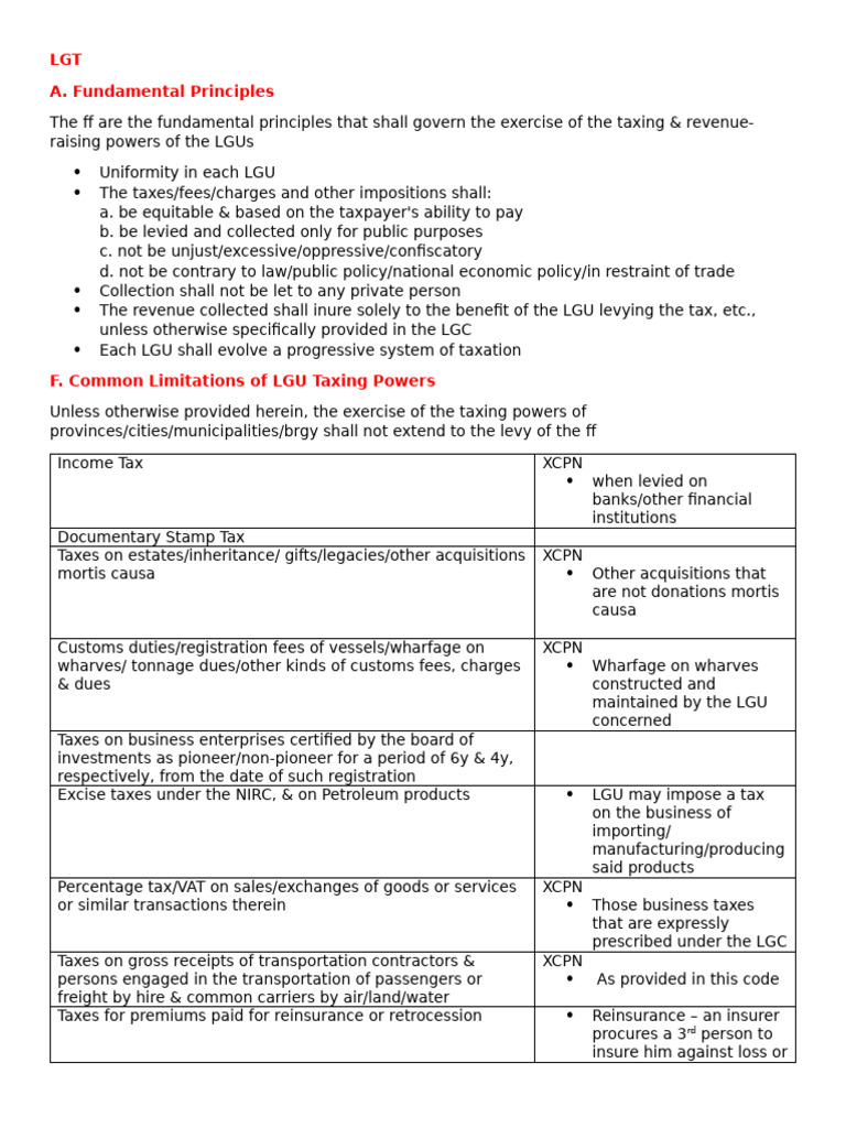 Local Government Tax Reviewer | PDF | Taxes | Reinsurance