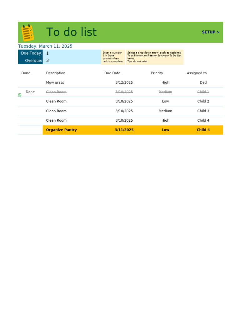 Household To-Do List Overview | PDF