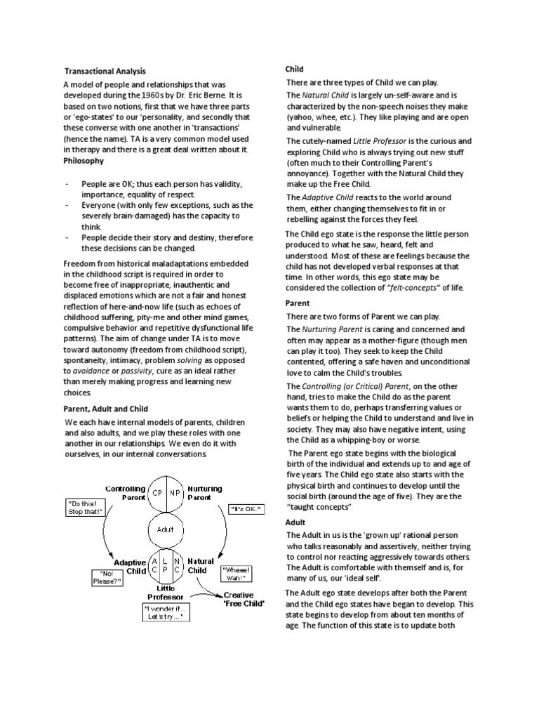 Transactional Analysis Child | PDF | Social Psychology | Psychology