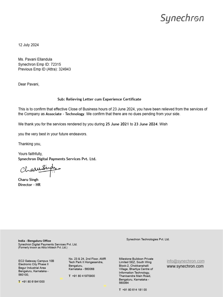 Relieving Letter (5)dddd | PDF