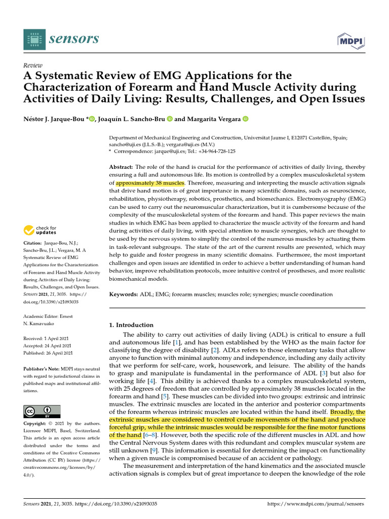EMG Applications for the Characterization of Forearm and Hand Muscle ...