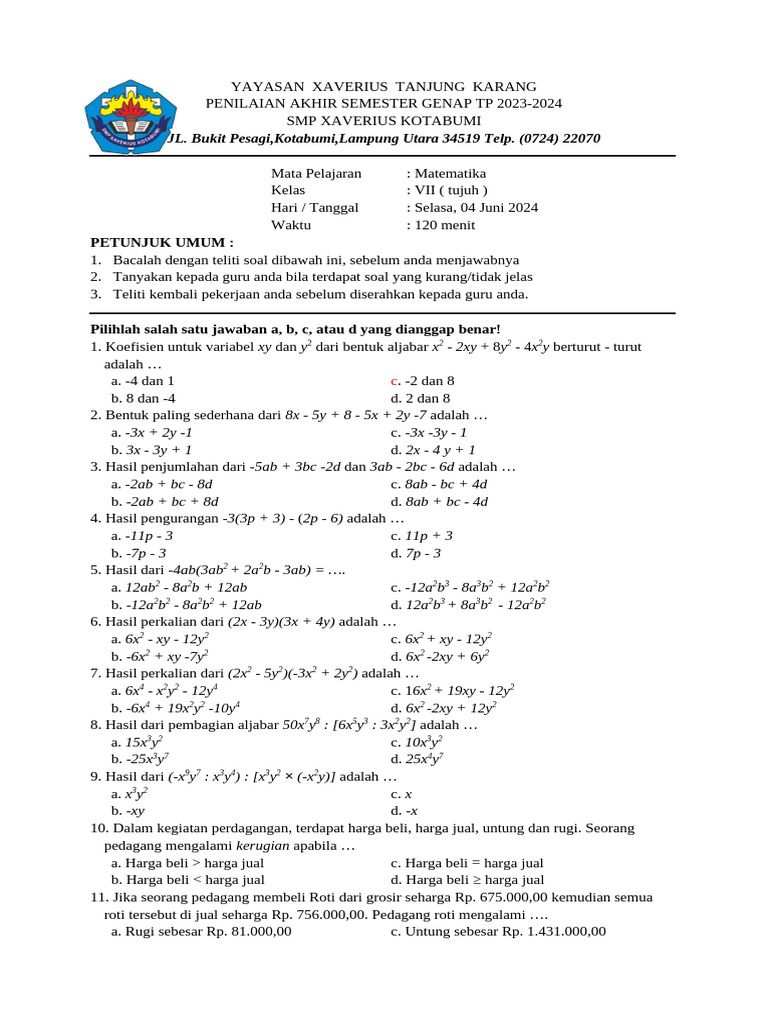 Soal Sas Kelas 7 Genap | PDF