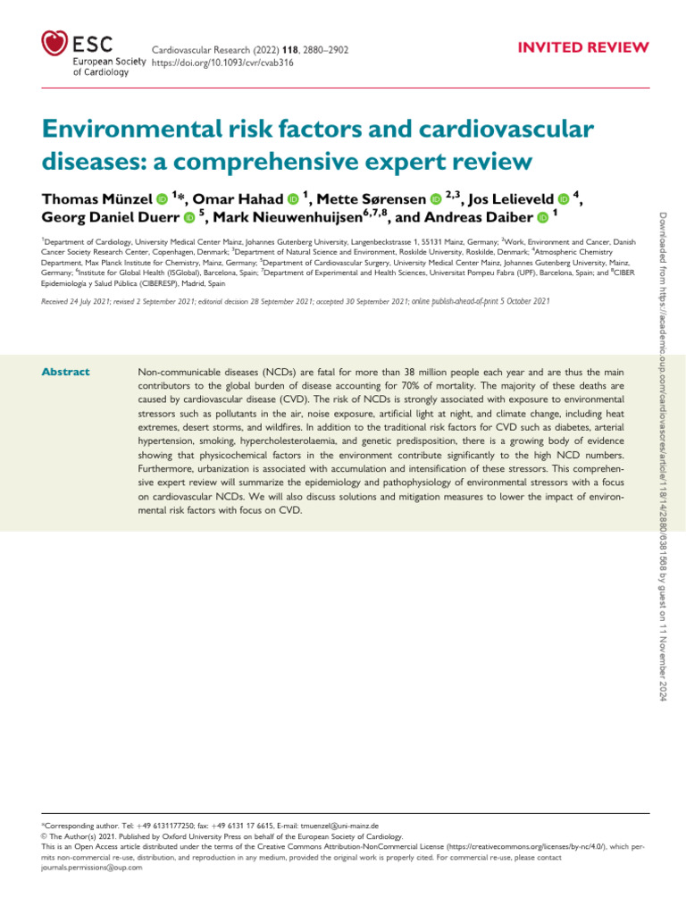Environmental Stressors and CVD Risks | PDF | Non Communicable Disease ...