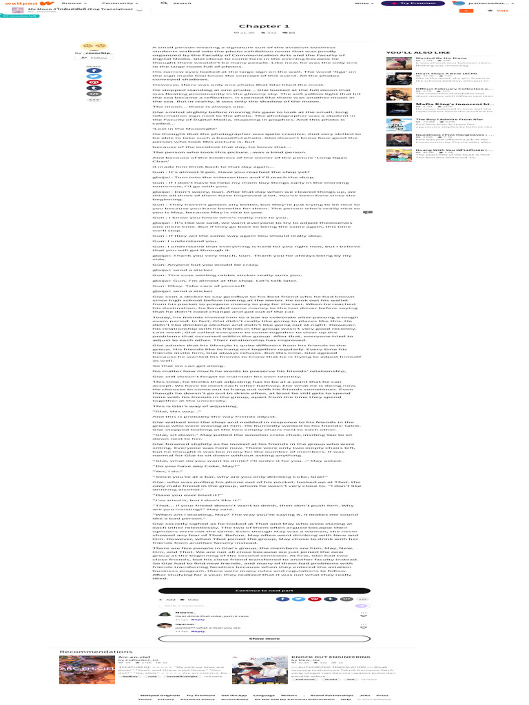 My Moon #ใกล้แค่พันลี้ (Eng Translation) - Chapter 1 - Wattpad | PDF