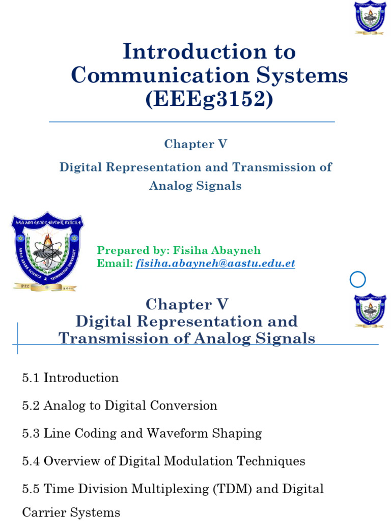 Chapter 5 1 Digital Representation & Transmission of Analogue Signals | PDF | Sampling (Signal ...