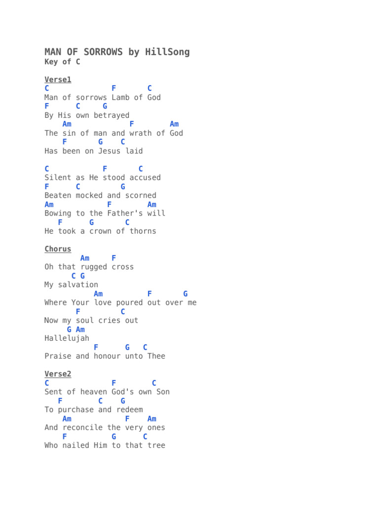Man of Sorrows Lyrics and Chords | PDF