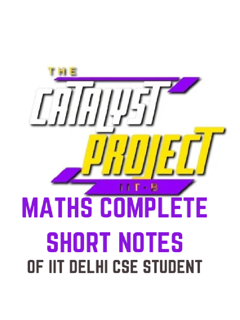 Maths Short Notes of IIT Delhi CSE Student | PDF