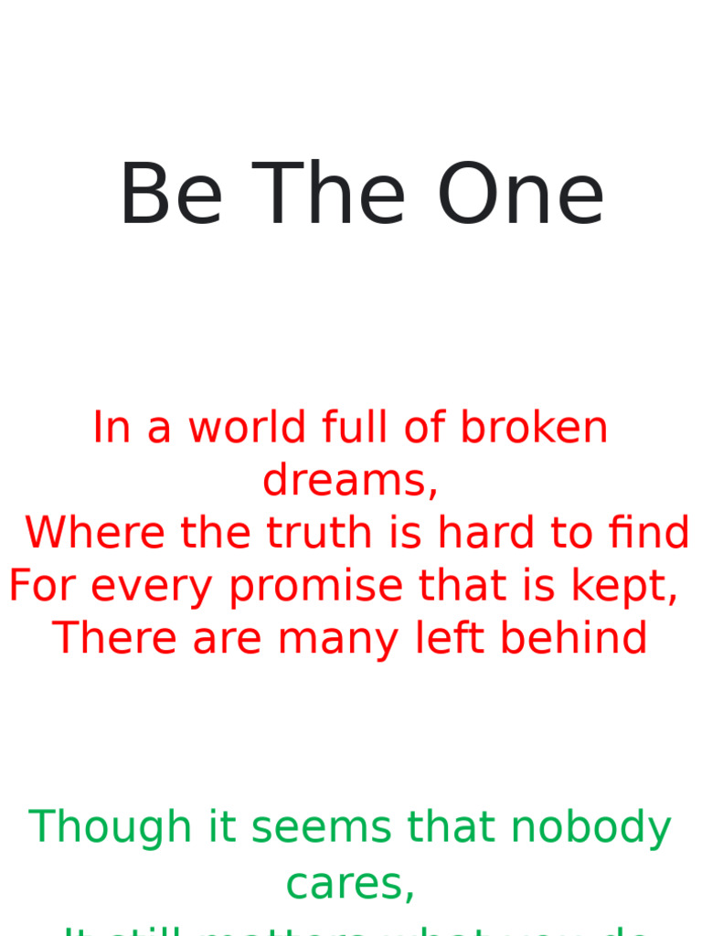 Be The One: A Call to Action | PDF