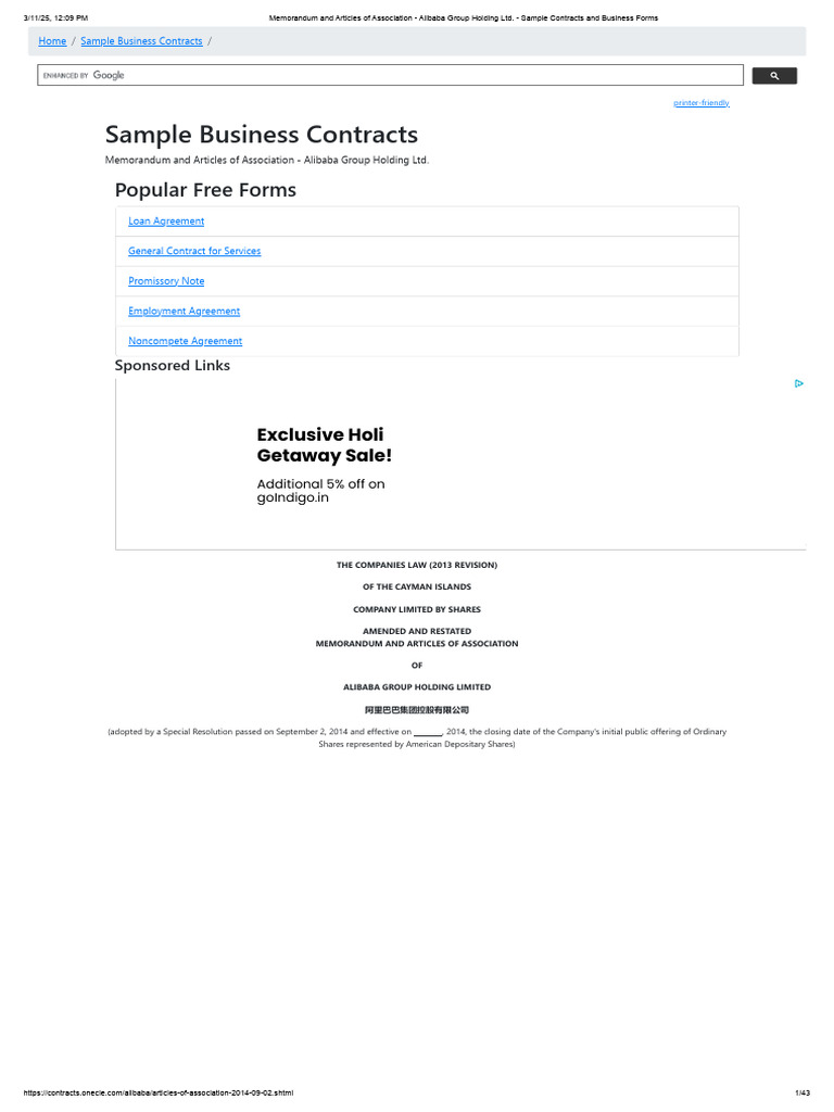 RBK Memorandum and Articles of Association - Alibaba Group Holding Ltd. - Sample Contracts and ...