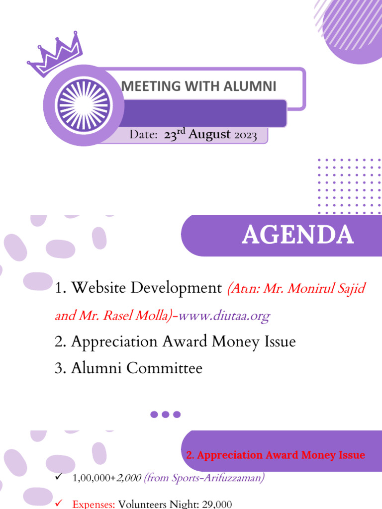 Alumni Committee Meeting Agenda 2023 | PDF
