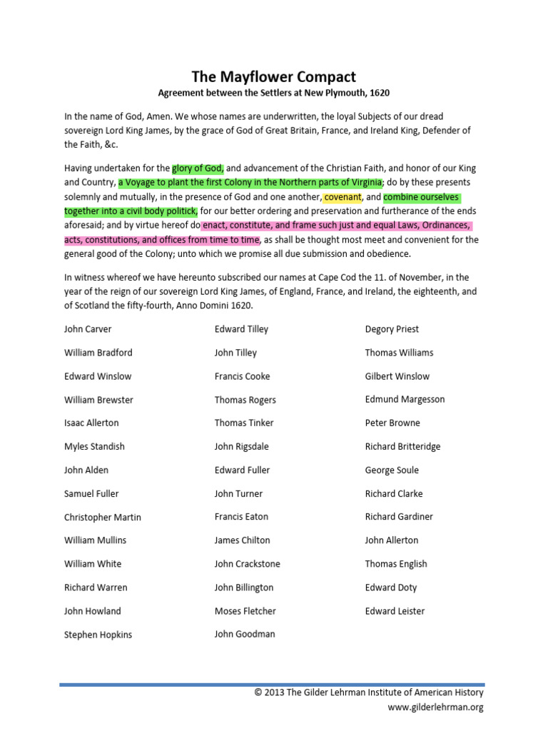 The Mayflower Compact-2 | PDF | Dominion Of New England | Plymouth Colony