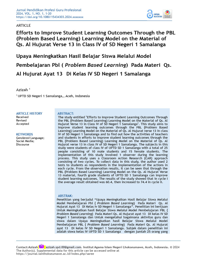 Template Jurnal Pendidikan Profesi Guru Profesional Edit Ok Dah | PDF ...
