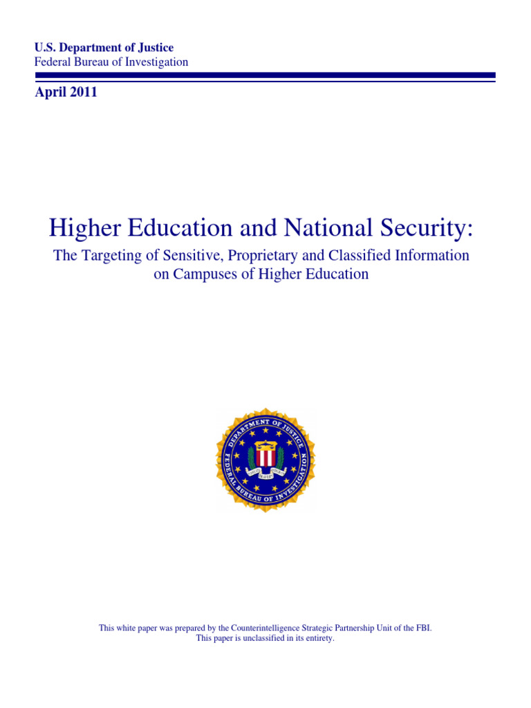 Higher Education National Security | PDF | Counterintelligence | Espionage