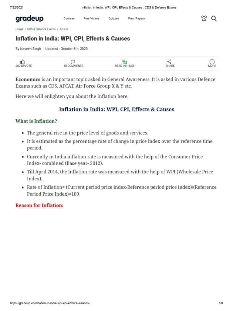 Inflation in India_ WPI, CPI, Effects & Causes _ CDS & Defence Exams (2 ...
