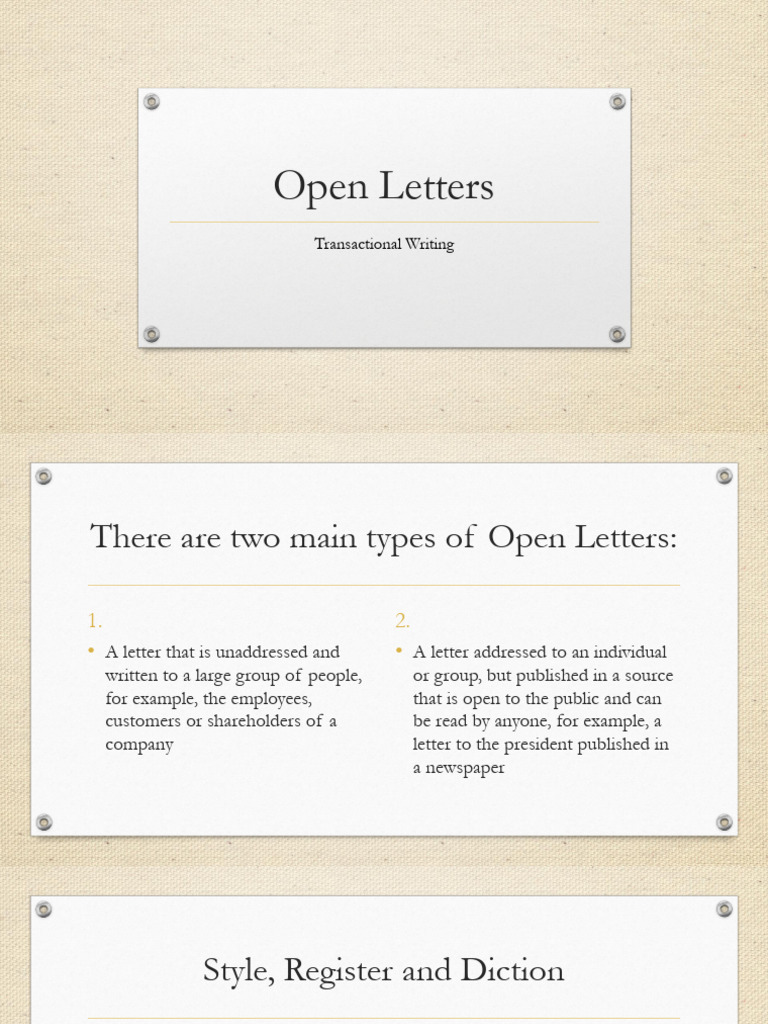 Transactional Writing - Open Letter | PDF