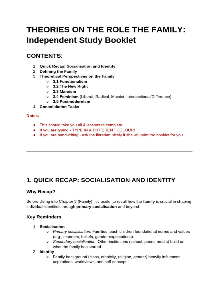 Theories on Family Roles in Society | PDF | Family | Feminism