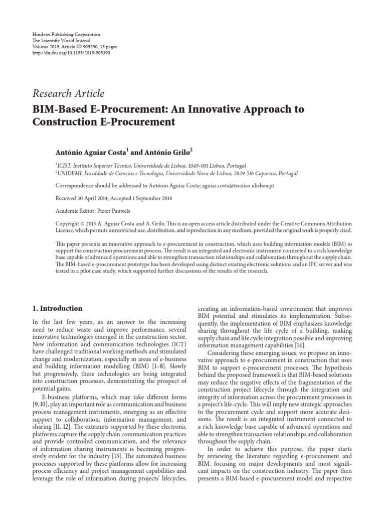 BIM-Based E-Procurement An in | PDF | Building Information Modeling | Interoperability