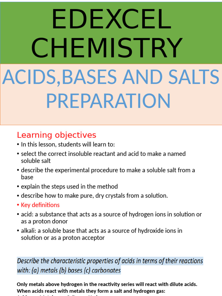 Making Soluble Salts: Methods & Procedures | PDF | Salt (Chemistry) | Acid