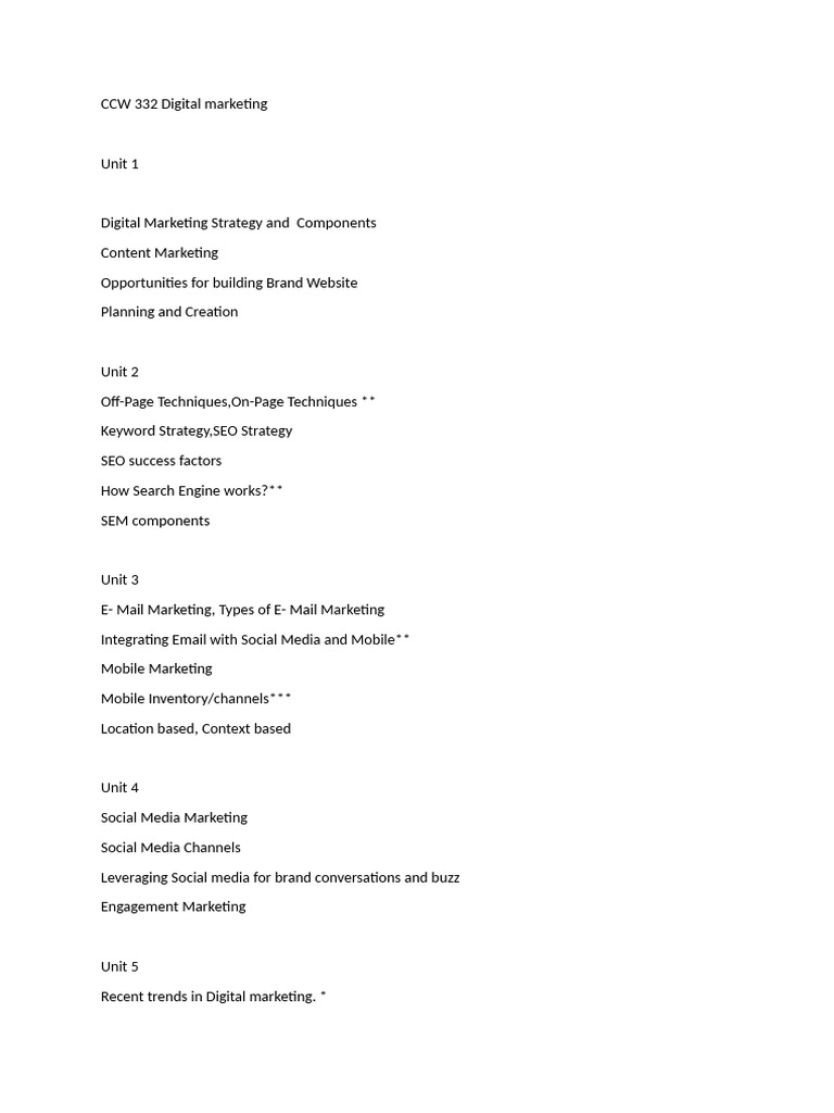 CCW 332 Digital Marketing Syllabus | PDF