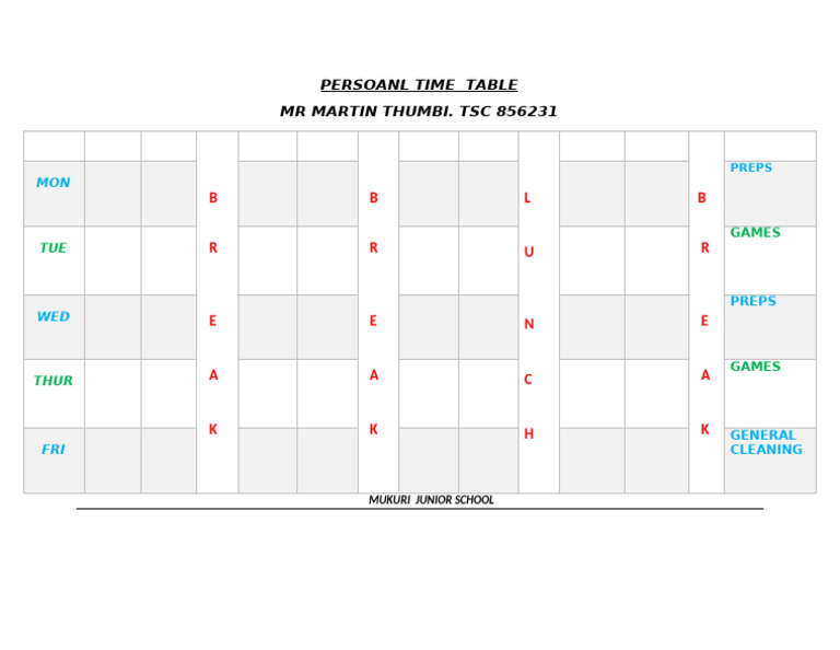 Personal Time Table-1 | PDF