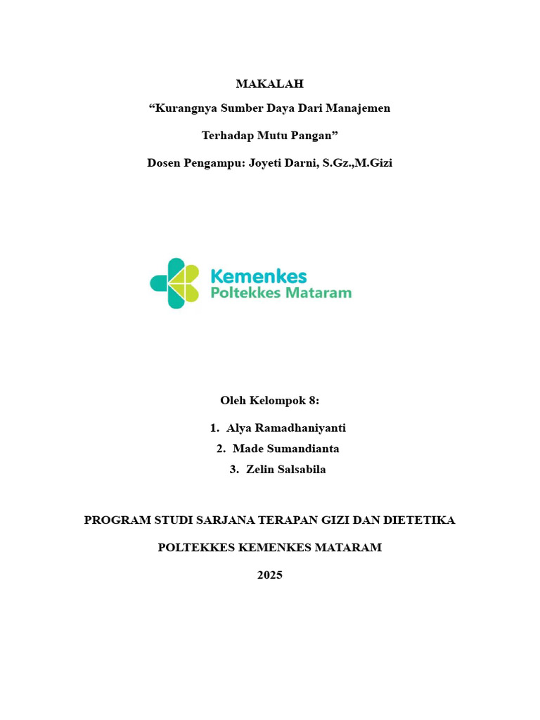 MAKALAH PMM 25 STR GIZI KLPK 8 | PDF